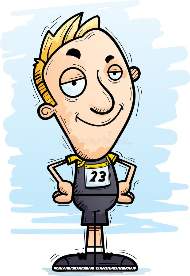 Confident Cartoon Track Athlete Stock Vector - Illustration of track ...