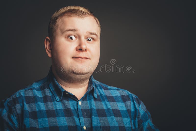Caucasian Fat Man Looking at Camera Stock Photo - Image of employee ...