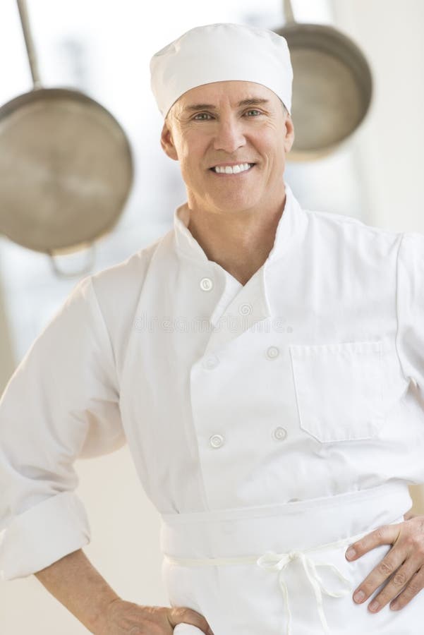 Confident Chef Standing in Commercial Kitchen Stock Image - Image of ...
