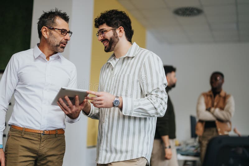 Confident Colleagues Collaborating in a Corporate Office, Analyzing ...