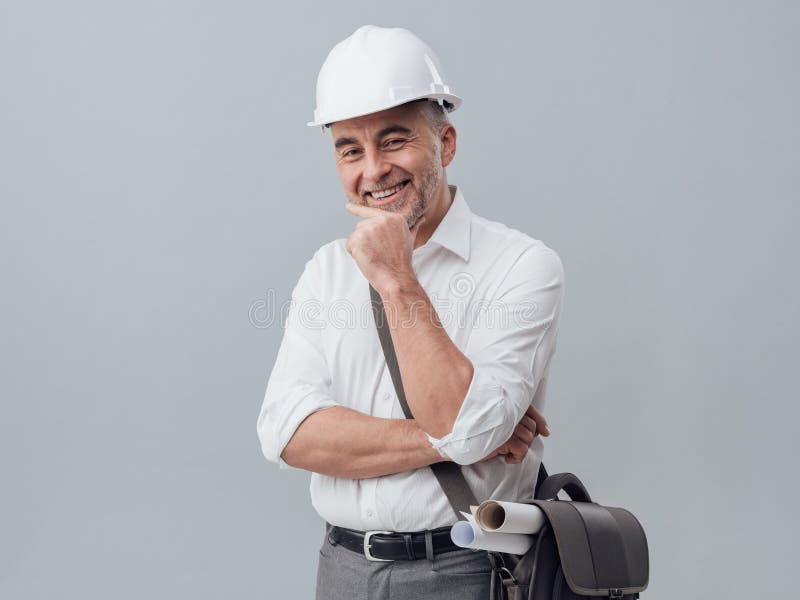 Confident Construction Engineer Stock Photo - Image of handsome, hard ...