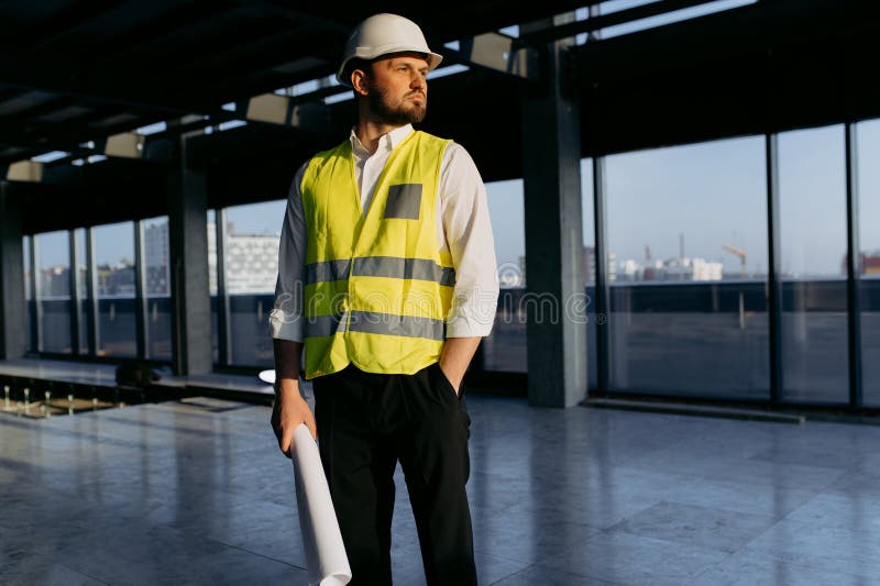 Confident Construction Manager Overseeing Building Project in Modern ...