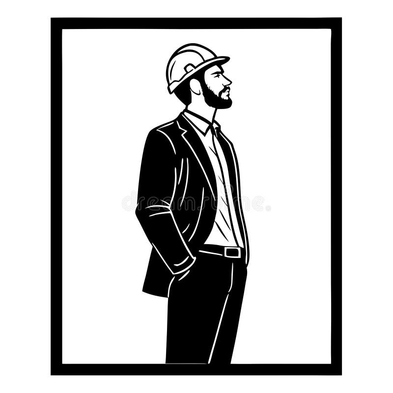 Confident Construction Manager in Suit with Hard Hat Professional ...