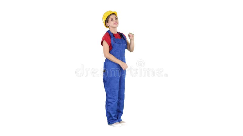 Construction Worker Using Smartphone on Gradient Background. Stock ...
