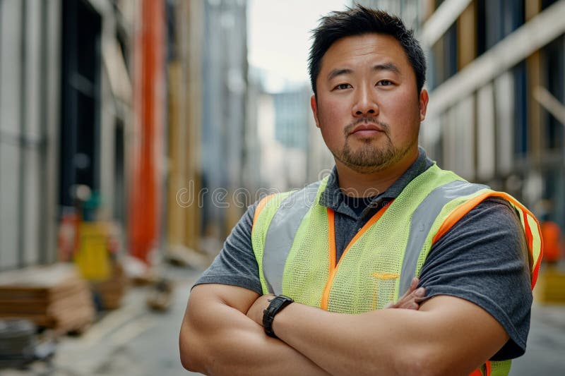 Confident Construction Worker Strong and Proud at Worksite Stock ...
