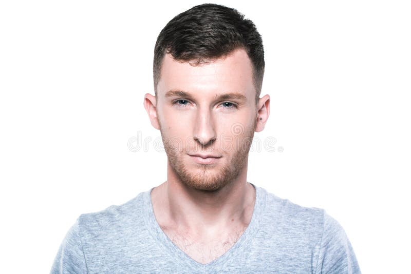 Confident and Convincing Young Man Isolated on Gray Background. Stock ...