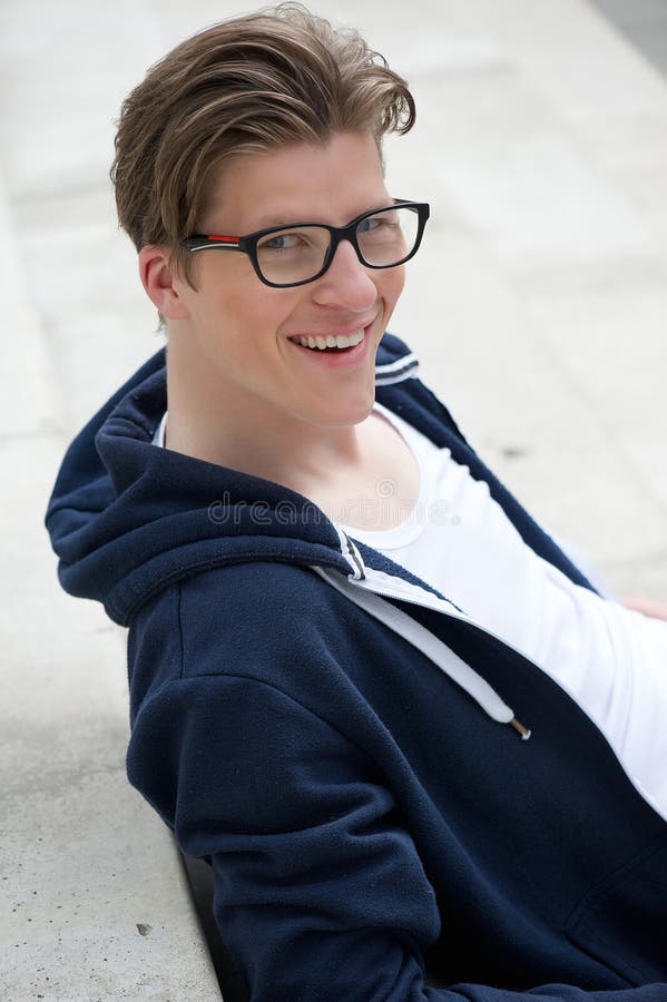 Confident cool guy smiling stock image. Image of glasses - 44057579