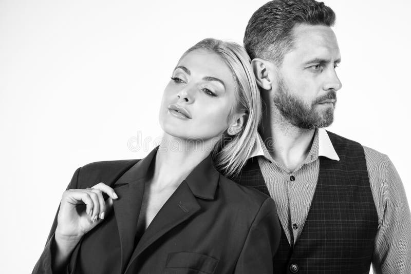Confident Couple in Formal Look Isolated on White, Relations Stock ...