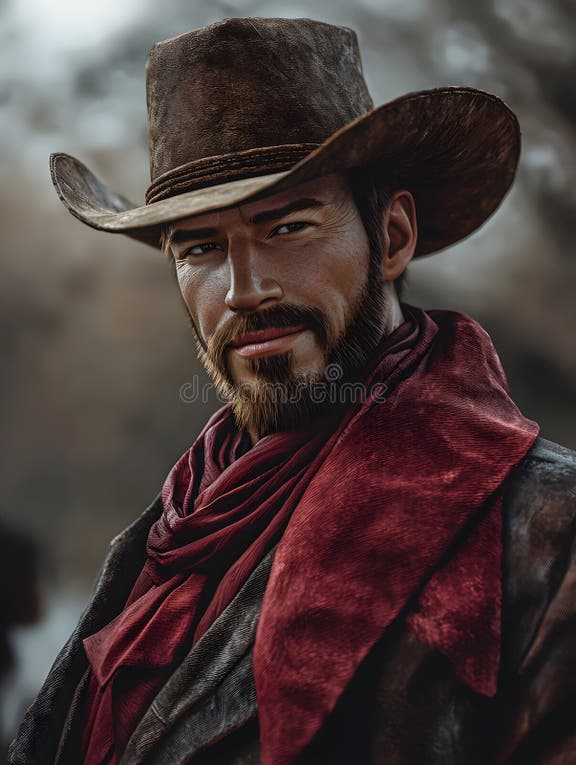 Confident Cowboy with a Rugged Look Stock Illustration - Illustration ...