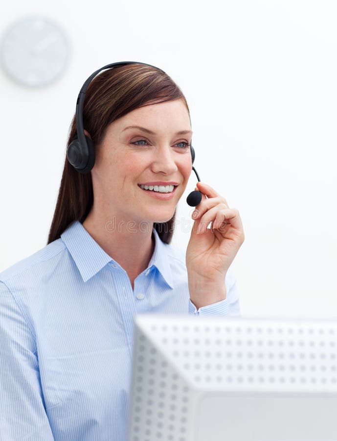 Confident Customer Service Agent with Headset on Stock Image - Image of ...