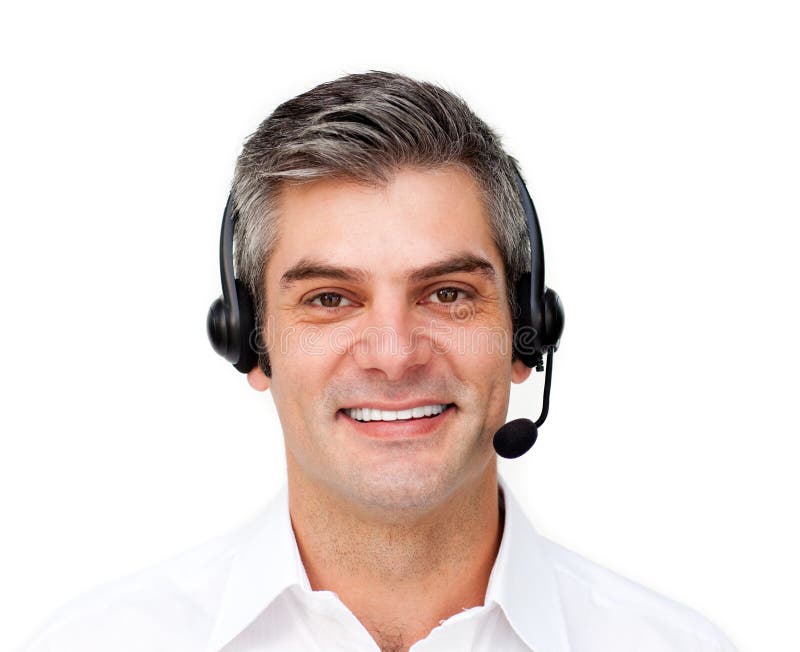 Confident Customer Service Agent with Headset on Stock Image - Image of ...