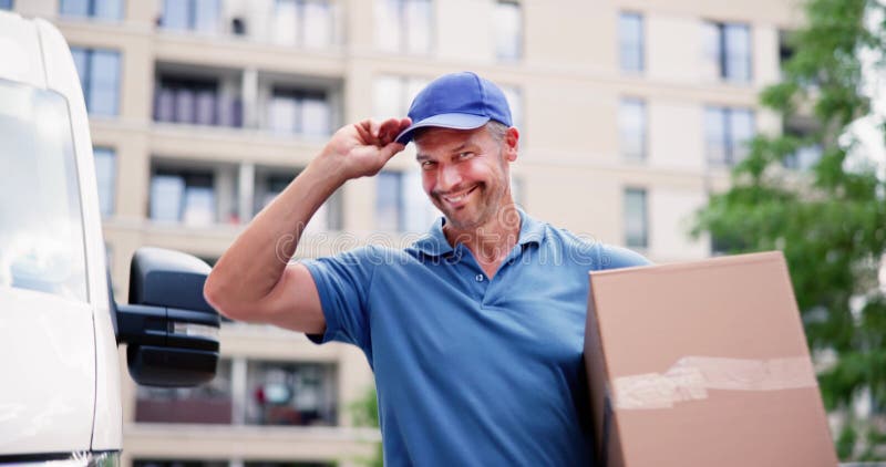 Confident Delivery Man or Courier Stock Image - Image of deliver ...
