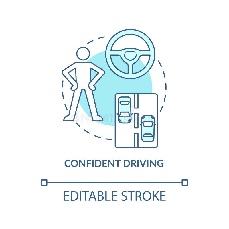 Confident Driving Blue Concept Icon Stock Vector - Illustration of ...