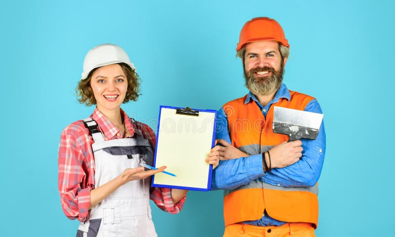 Confident Electrical and Technician. Engineers Couple Working Together ...