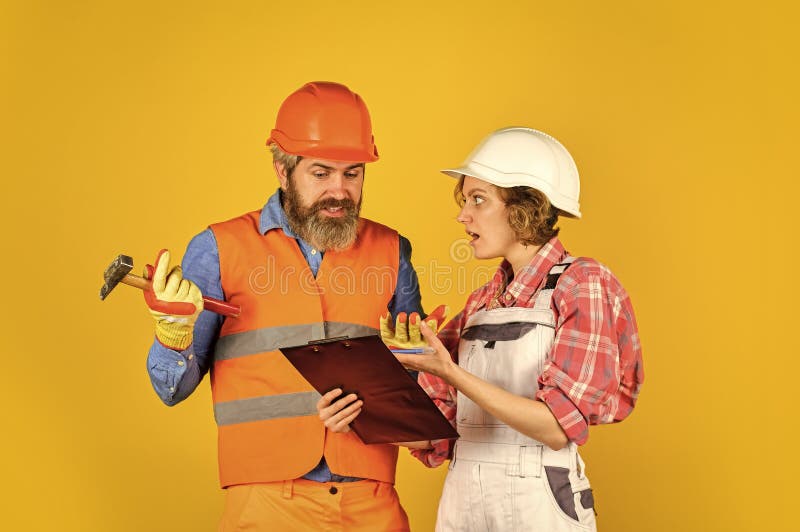 Confident Electrical and Technician. Engineers Couple Working Together ...