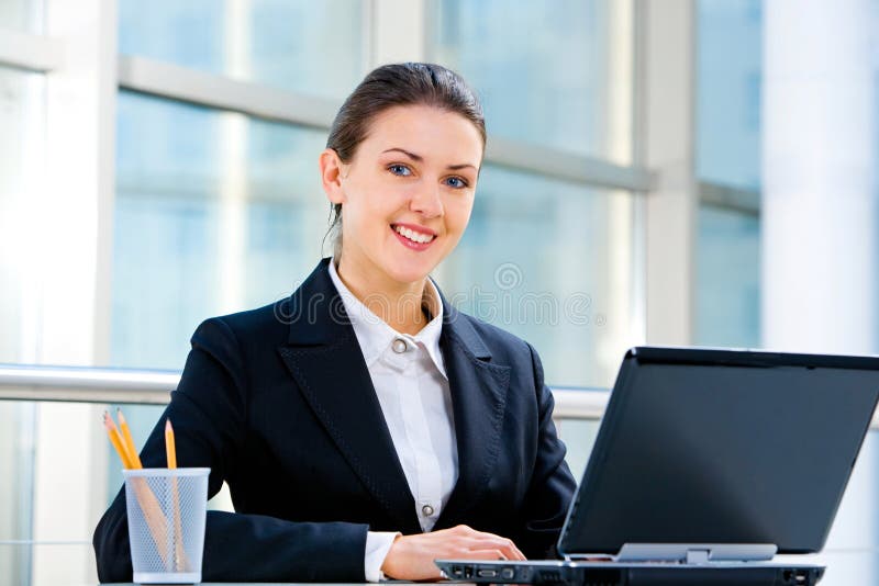 Confident Employee Answering Landline Phone Call Stock Photo - Image of ...
