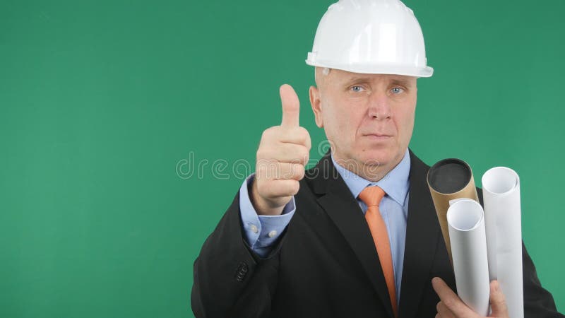 Confident Engineer Image Make Thumbs Up a Good Job Sign. Stock Image ...