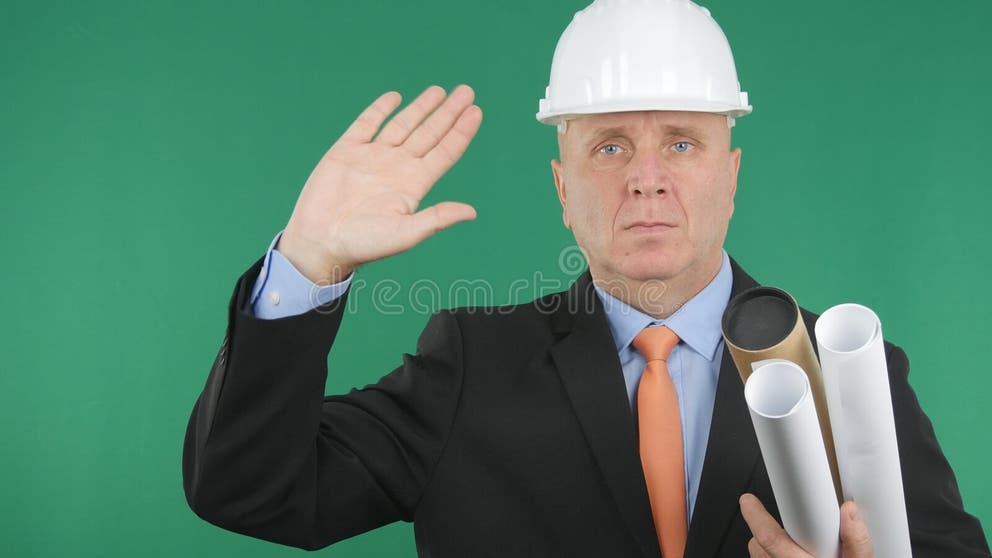 Engineer Image Make Welcome Hand Gestures Stock Photo - Image of ...
