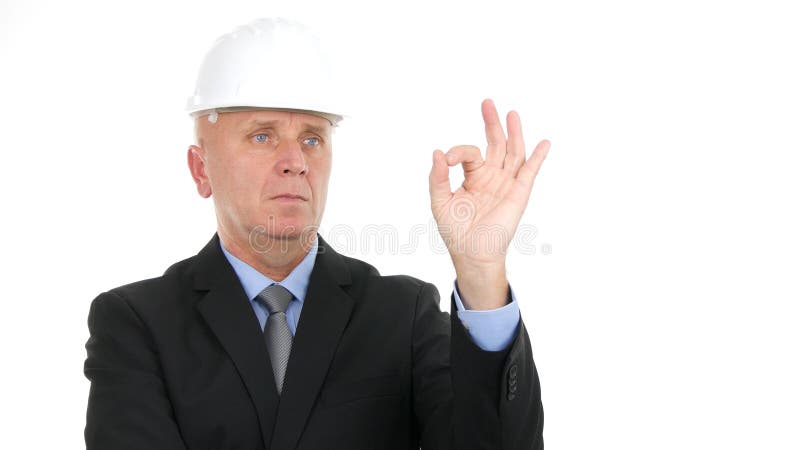 Confident Engineer Make Good Job Hand Sign Ok Gestures Stock Image ...