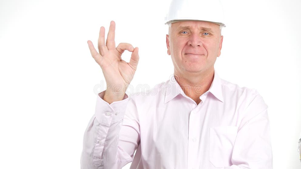 Confident Engineer Make Good Job Sign with a Hand Gestures Stock Image ...