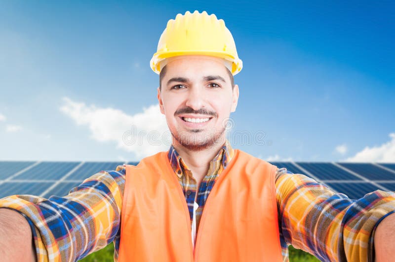 Confident Engineer Taking a Self Portrait Stock Photo - Image of ...