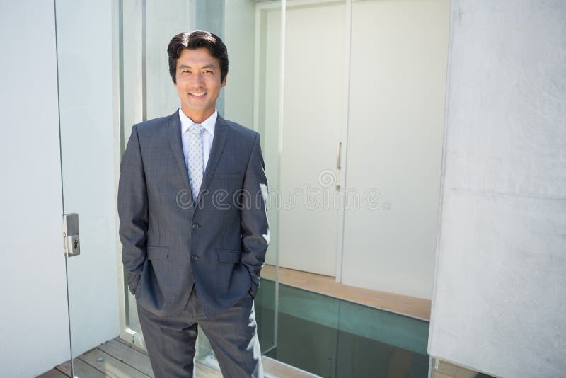 Confident Estate Agent Standing at Front Door Stock Image - Image of ...