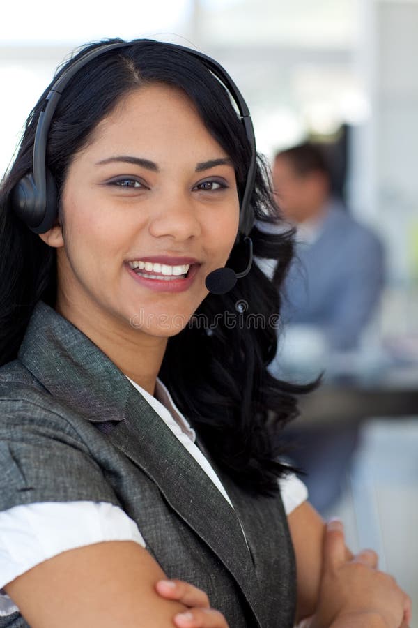 Businesswoman in a Call Center with Her Team Stock Photo - Image of ...