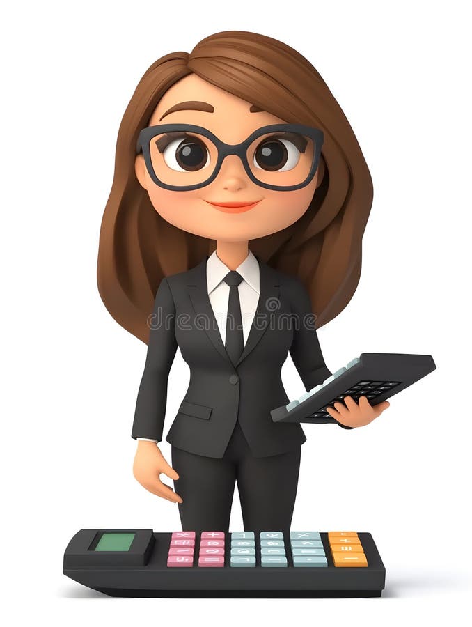 Confident Female Accountant with Glasses and Calculator Stock Photo ...
