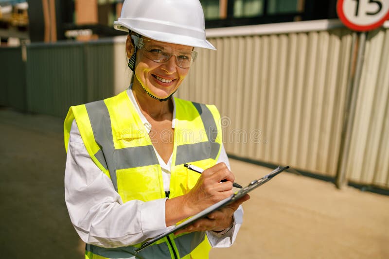 Confident Female Design Architect Making Notes while Examining Building ...