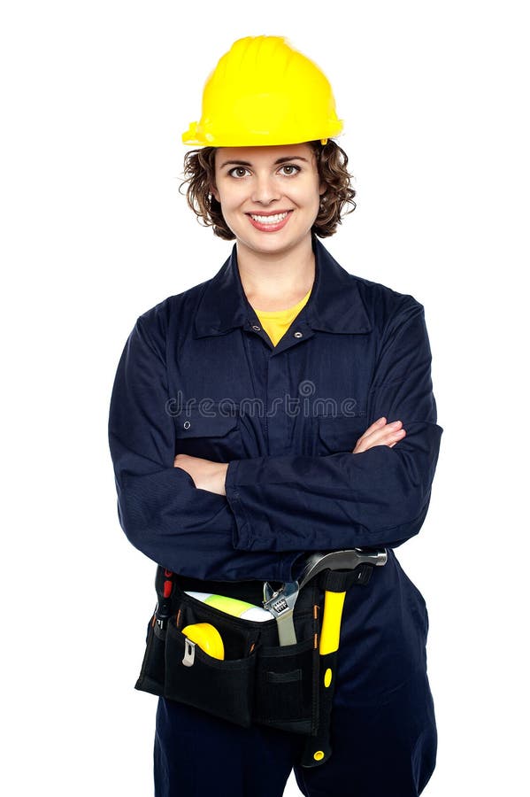 Confident Female Worker Posing with Arms Crossed Stock Photo - Image of ...