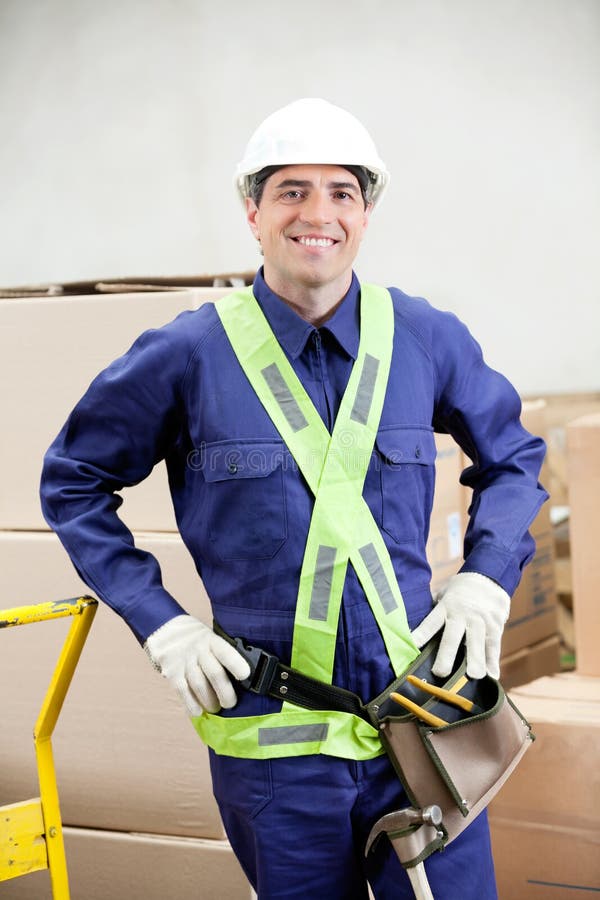 Confident Foreman in Protective Clothing Standing Stock Photo - Image ...