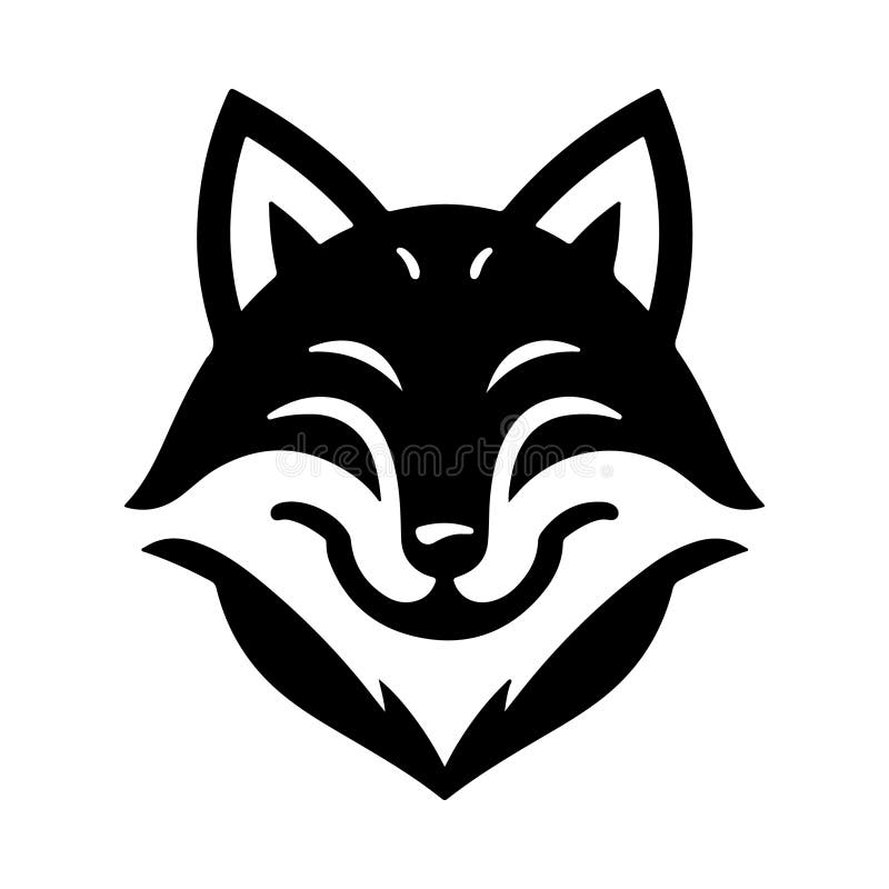 Confident Fox Head Silhouette with Smirking Expression Stock Vector ...