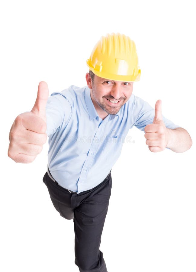 Confident and Happy Engineer Showing Thumbs Up Stock Photo - Image of ...
