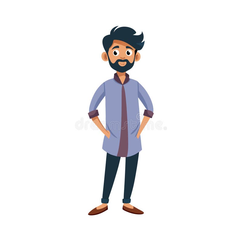 Indian Man Cartoon Character Standing in Relaxed Pose with Confidence ...