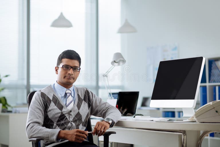 Confident Indian Programmer Stock Image - Image of businessman ...
