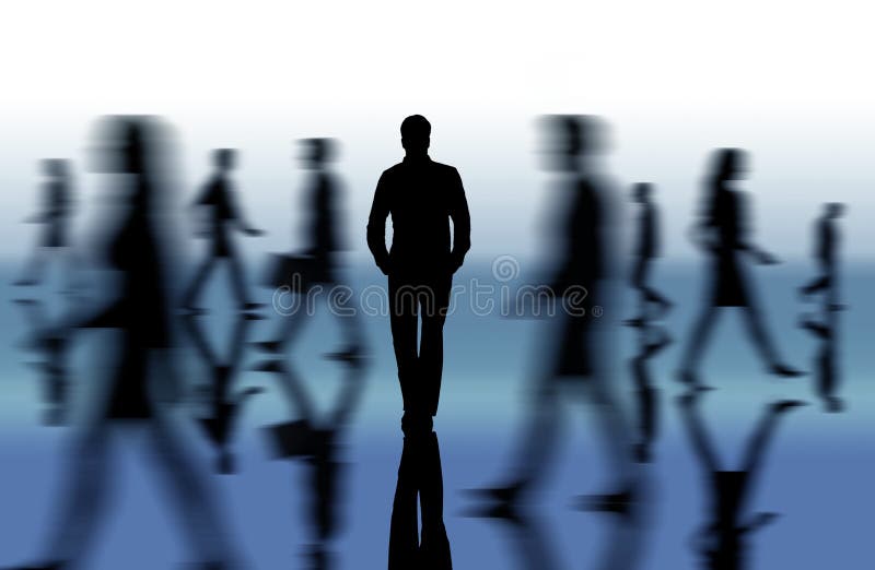 A Confident Leader Walks among the Crowd Stock Image - Image of profile ...
