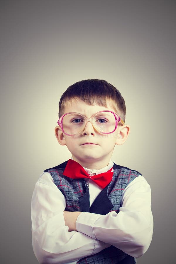 Confident little boy nerd stock image. Image of puzzling - 127242057