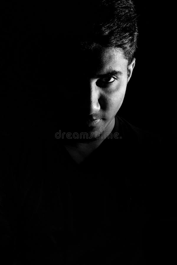 Confident Looking of a Young Man Dramatic Low Key Black and White ...