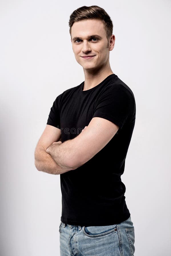 Happy Male Model Posing Casually Stock Image - Image of happy ...