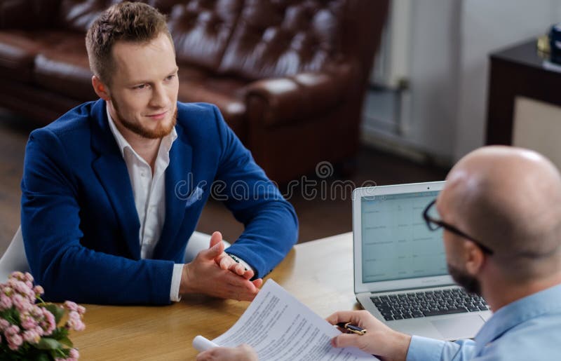 Confident Man Attending Job Interview Stock Photo - Image of girl ...