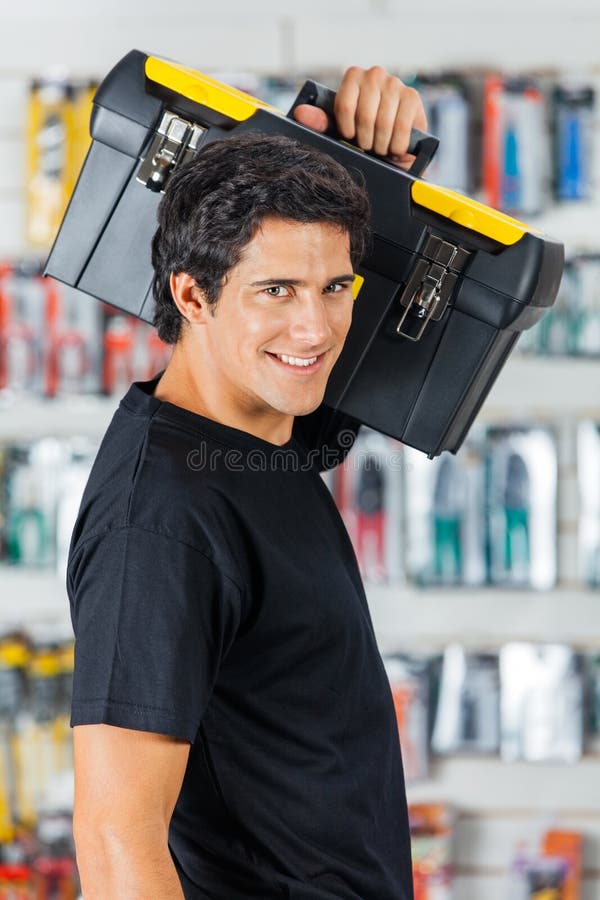 Handsome Man Carrying Toolbox Shoulder Store Stock Photos - Free ...