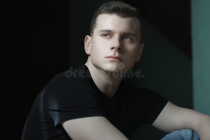 Confident Man Low-key Lighting Studio Portrait Stock Image - Image of ...