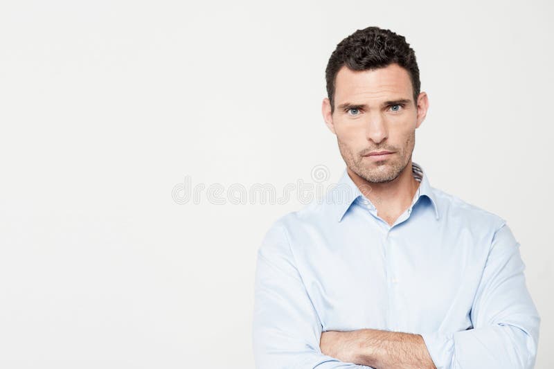 Confident Man Posing Over White Stock Image - Image of arms, copy: 49686711