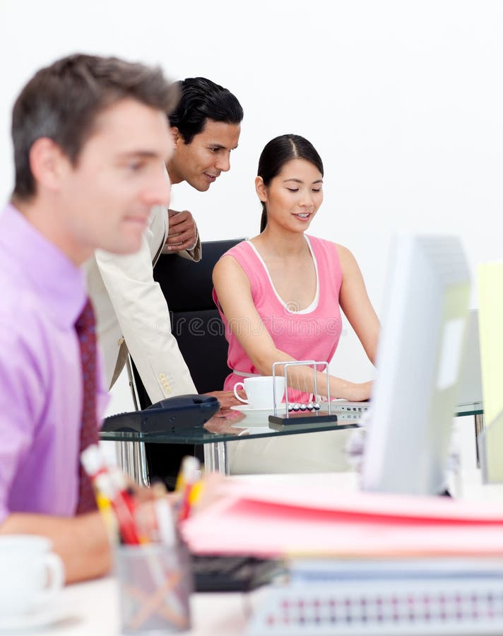Confident Manager Checking His Employee S Work Stock Photo - Image of ...