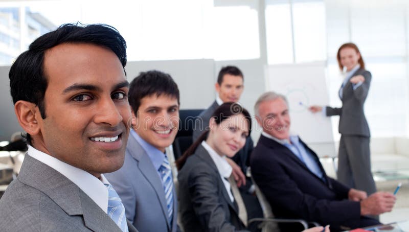 Confident Manager Checking His Employee S Work Stock Photo - Image of ...