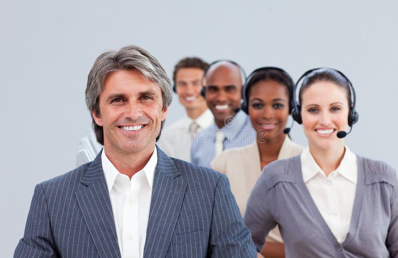 Confident Business People Working in a Call Center Stock Photo - Image ...