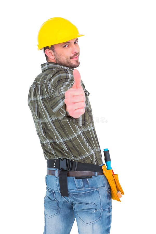 Confident Manual Workers Against White Background Stock Image - Image ...