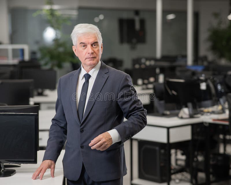 Confident Mature Business Man in Office. Stock Image - Image of ...