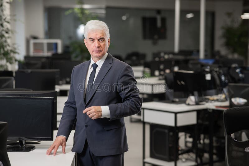 Confident Mature Business Man in Office. Stock Photo - Image of boss ...