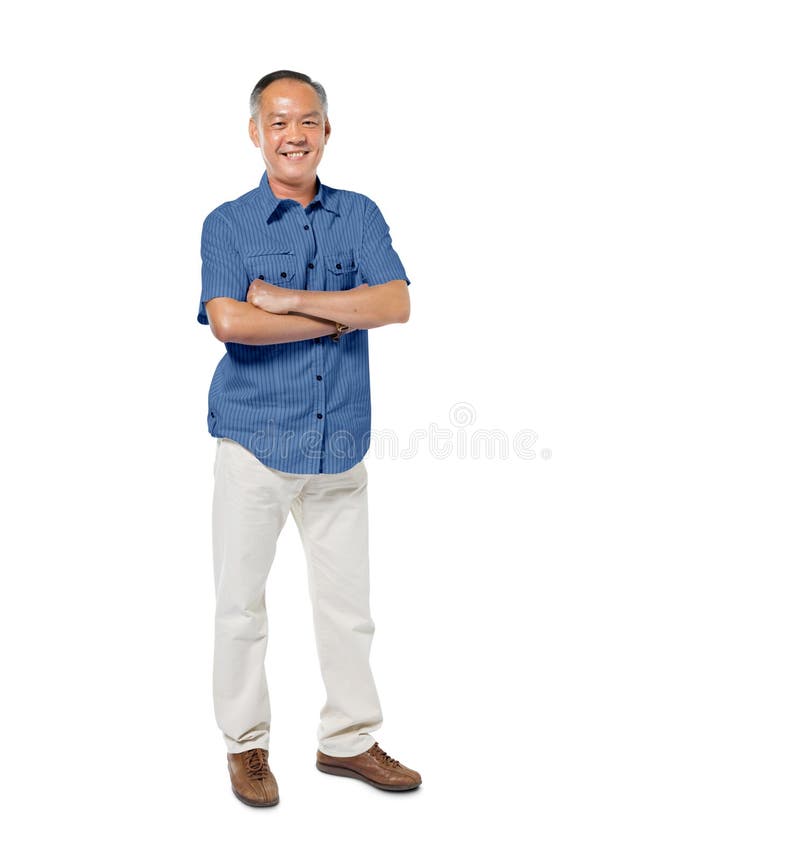 Confident Mature Man Standing with Arms Crossed Stock Image - Image of ...